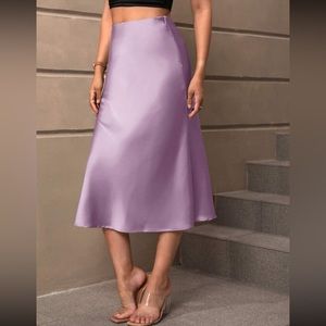 Skirts | Luxe Lilac Purple High Waisted Satin Skirt | Poshmark